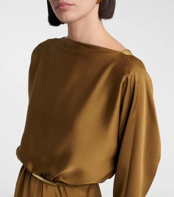 Max Mara Pentola Satin Maxi Dress - Green