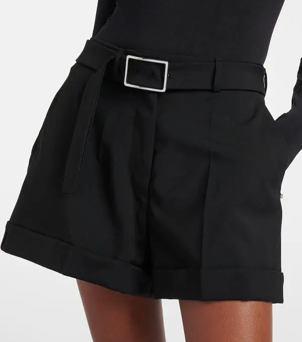 Sportmax Belted Virgin Wool Shorts