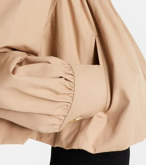 Chloé Gathered Cropped Cotton Canvas Jacket - Beige