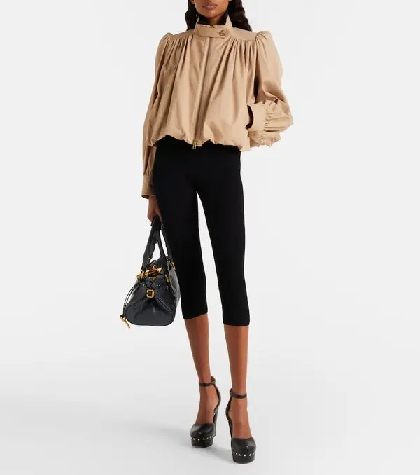 Chloé Gathered Cropped Cotton Canvas Jacket - Beige