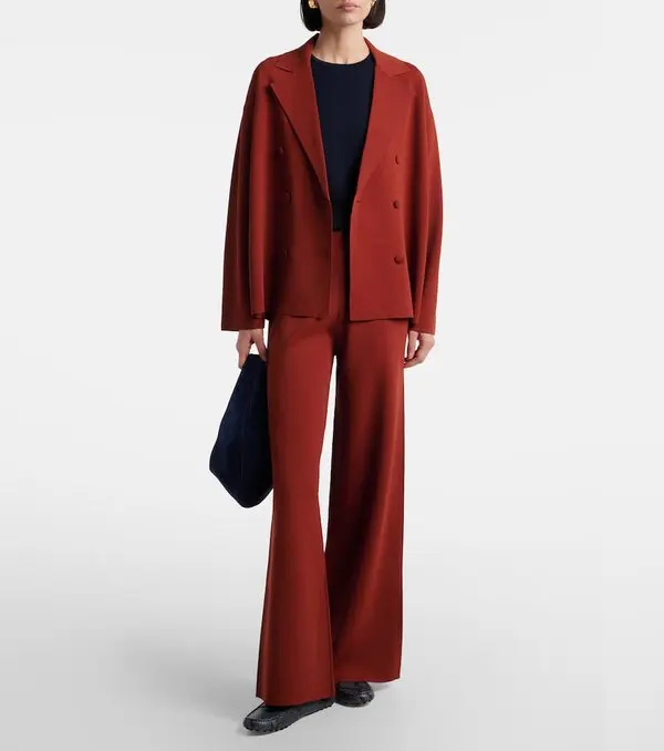 Max Mara Jersey Wide-leg Trousers In Terracotta