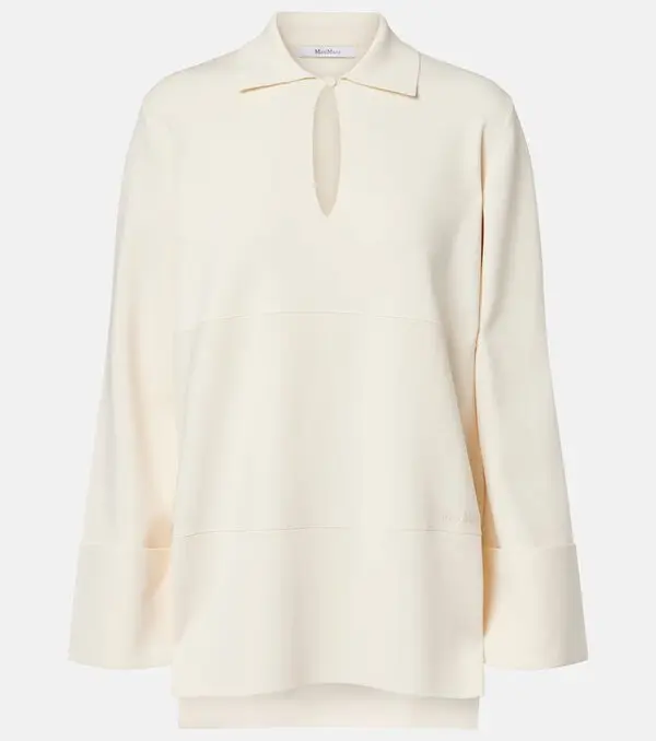 Max Mara Polo Collar Jersey Top - White