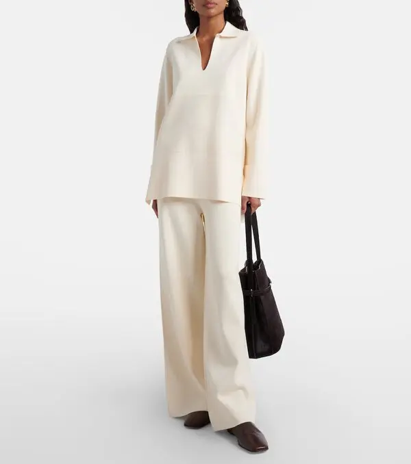 Max Mara Polo Collar Jersey Top - White