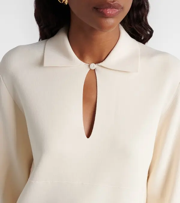 Max Mara Polo Collar Jersey Top - White