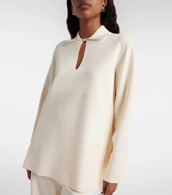 Max Mara Polo Collar Jersey Top - White