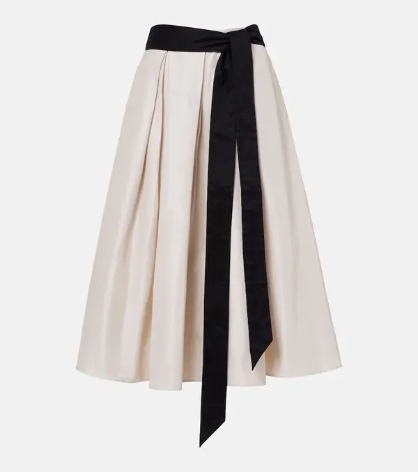 Max Mara Baschi Pleated Cotton-blend Midi Skirt