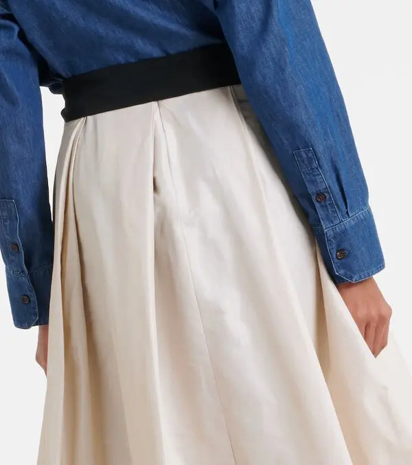 Max Mara Baschi Pleated Cotton-blend Midi Skirt