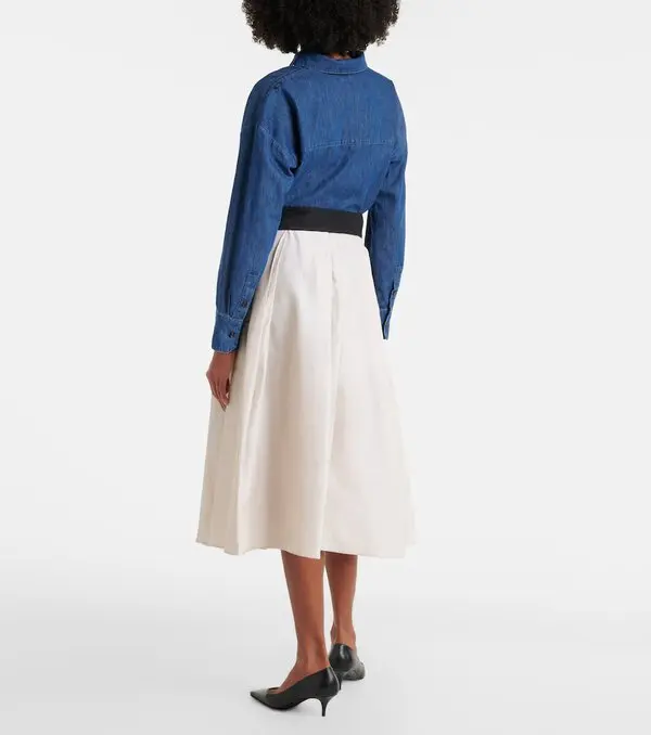 Max Mara Baschi Pleated Cotton-blend Midi Skirt