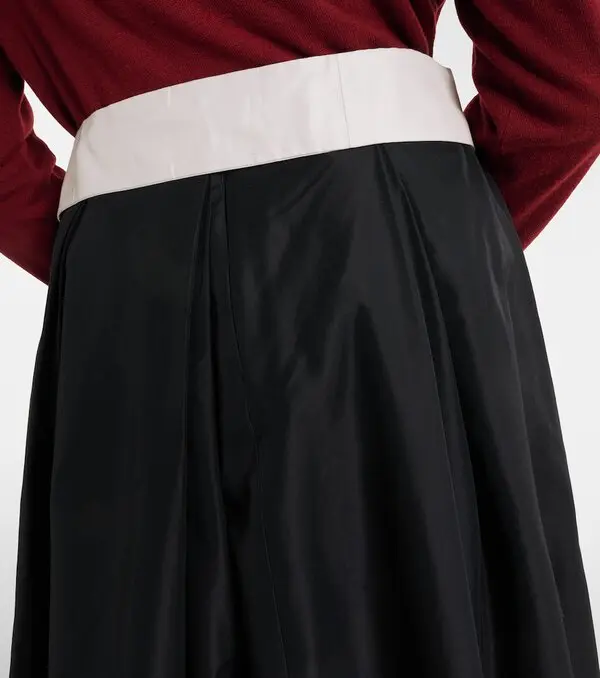 Max Mara Baschi Pleated Cotton-blend Midi Skirt - Black
