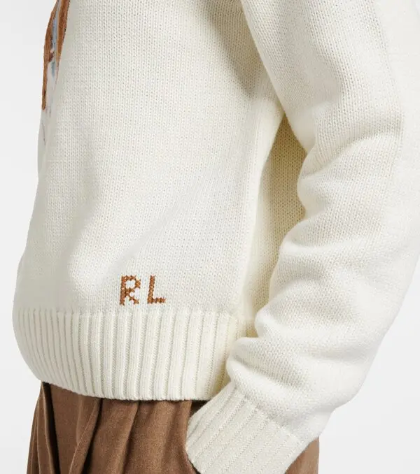 Polo Ralph Lauren Polo Bear Intarsia Cotton Sweater - White