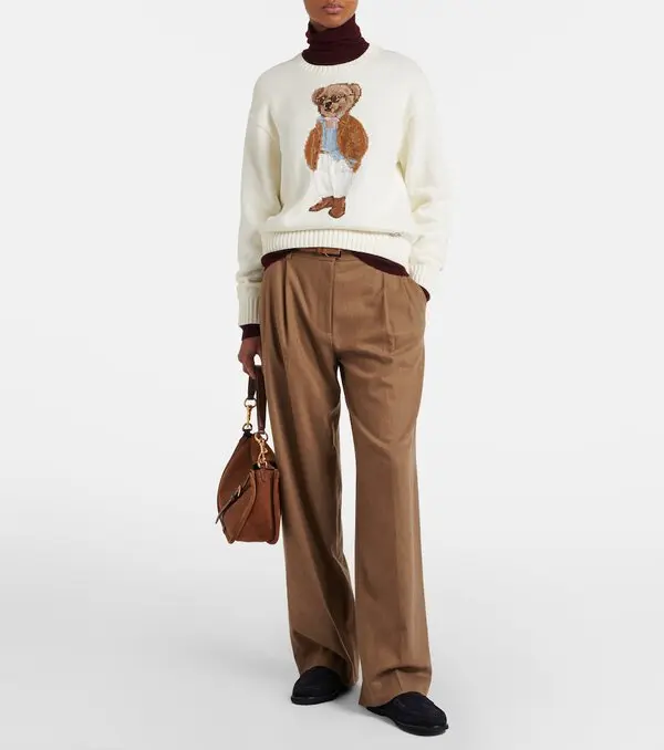 Polo Ralph Lauren Polo Bear Intarsia Cotton Sweater - White