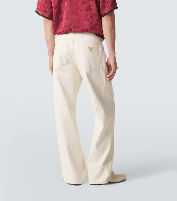 Valentino Garavani Vgold Wide-leg Jeans - White