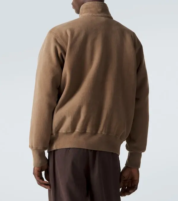 A.PRESSE Cotton Fleece Half-zip Sweatshirt - Brown