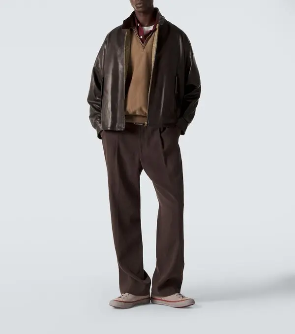 A.PRESSE Cotton Fleece Half-zip Sweatshirt - Brown
