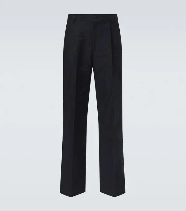 Dries Van Noten Floral Cotton-blend Straight Leg Trousers - Blue