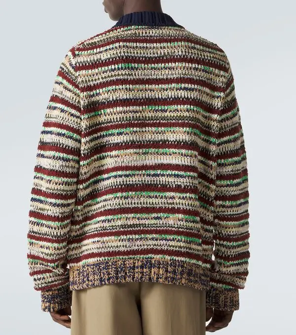 Sacai Striped Cotton-blend Polo Sweater