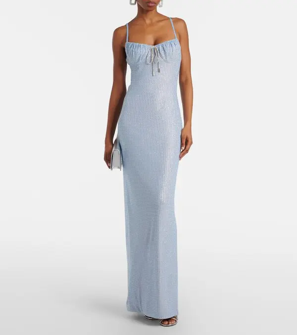 AREA Crystal-embellished Gown - Blue