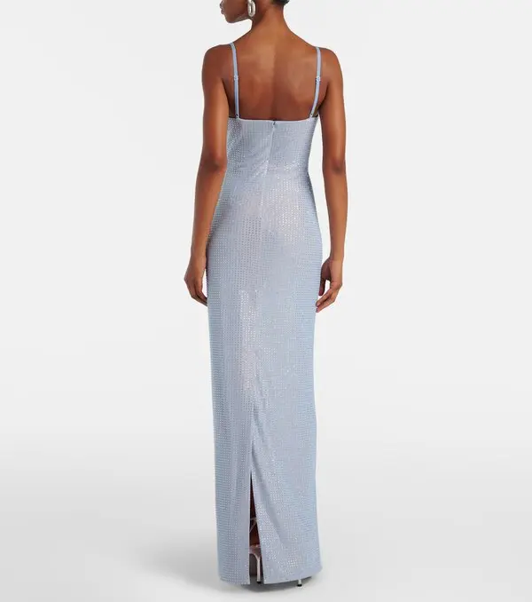 AREA Crystal-embellished Gown - Blue