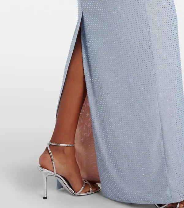 AREA Crystal-embellished Gown - Blue