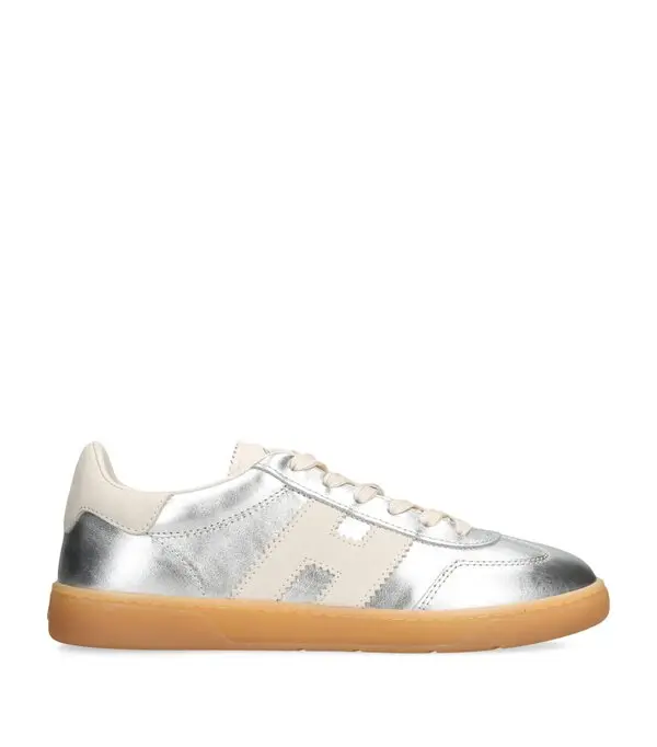 Hogan Leather Metallic Sneakers - Silver