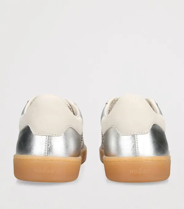 Hogan Leather Metallic Sneakers
