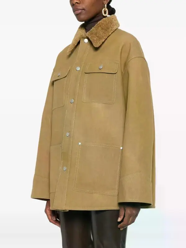 Nanushka Faux Fur Collar Utility Jacket