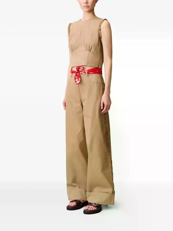 Claudie Pierlot Ruffled Cropped Top - Neutrals