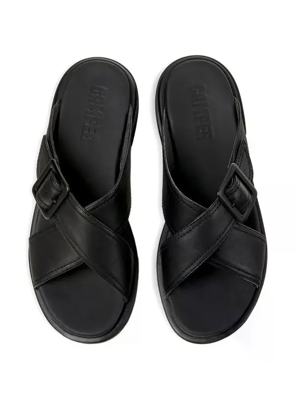 Camper Edy Buckle Flat Sandals - Black