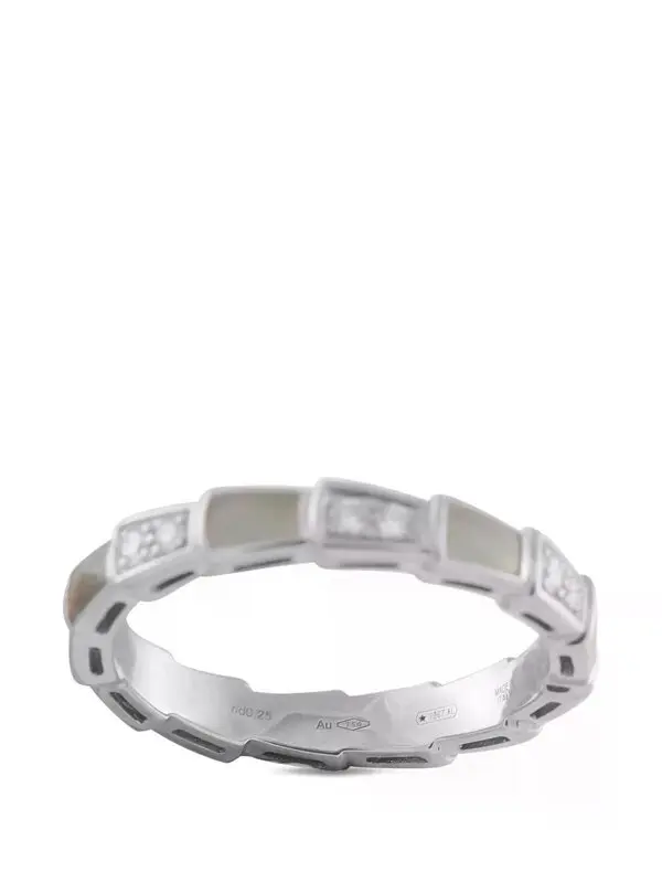 LB EXCLUSIVE Serpenti Diamond And Mother Of Pearl Ring In White Gold
