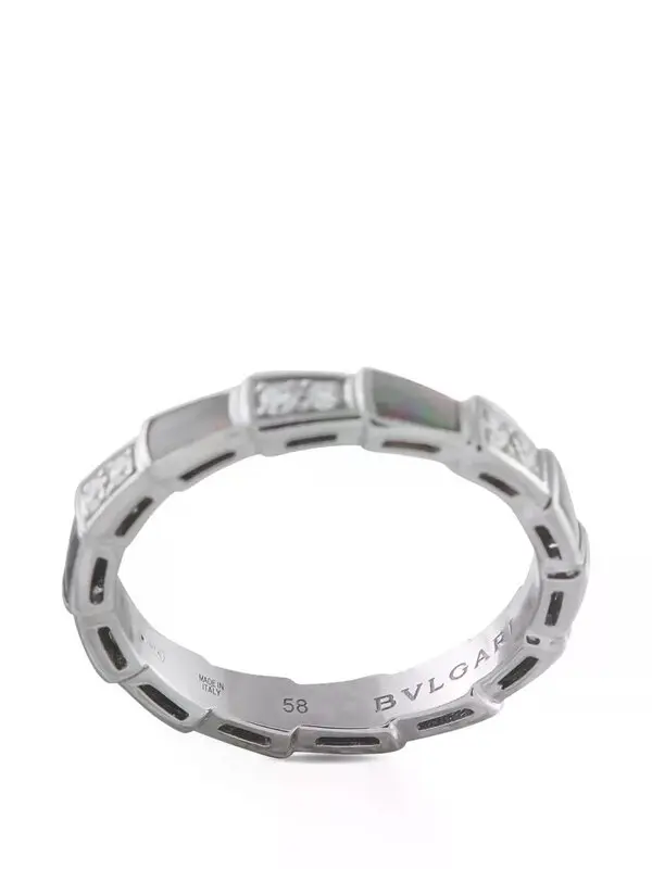 LB EXCLUSIVE Serpenti Diamond And Mother Of Pearl Ring In White Gold