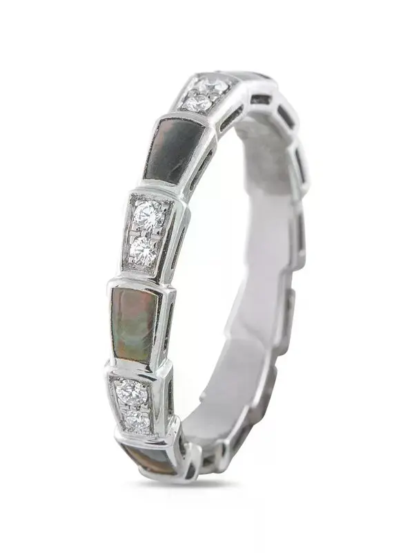 LB EXCLUSIVE Serpenti Diamond And Mother Of Pearl Ring In White Gold
