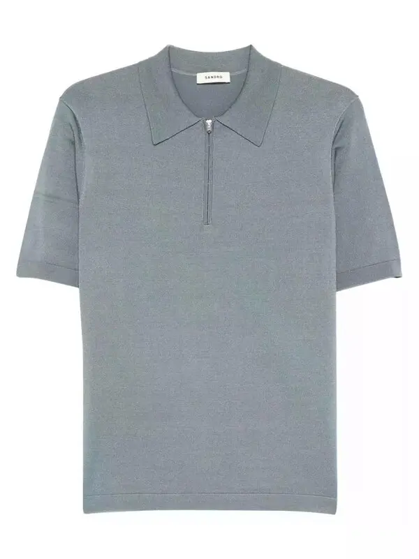 Sandro Knitted Polo With Zip Collar - Grey