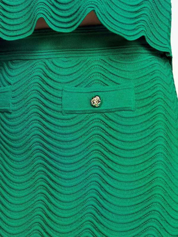 Sandro Wave-pattern Knitted Mini Skirt - Green