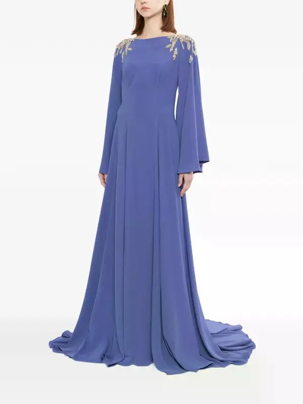 SAIID KOBEISY Embellished Crepe Kaftan - Blue