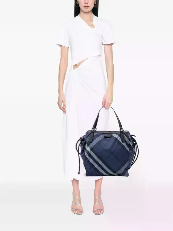 Burberry Supernova Check Nylon Buckleigh Tote Bag