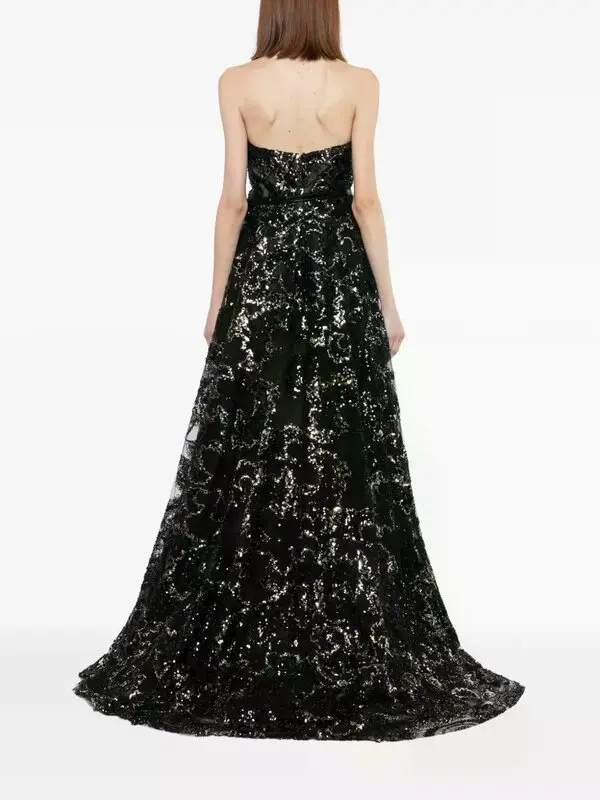SAIID KOBEISY Embroidered Sequined Halterneck Gown