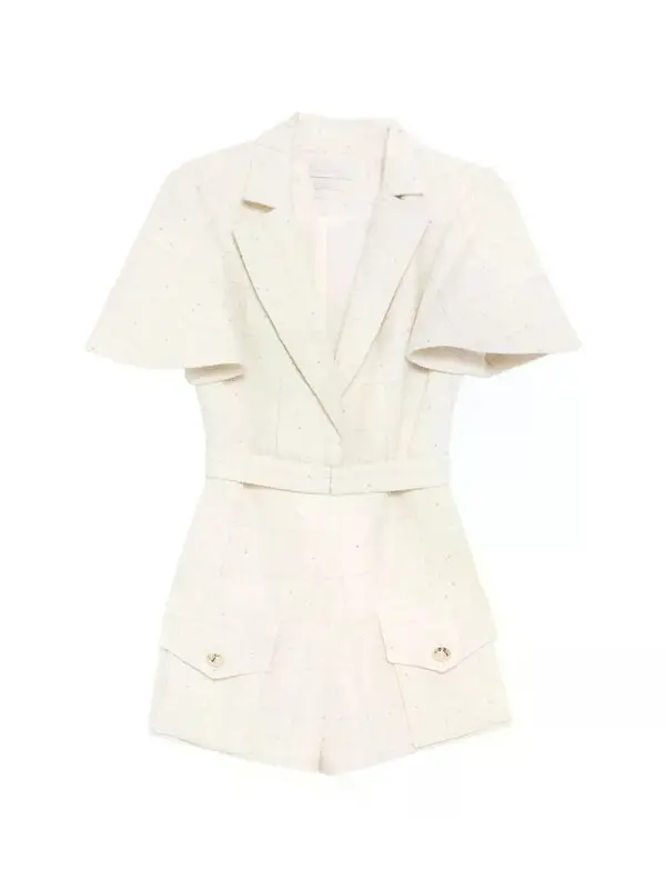 SAIID KOBEISY Tweed Short Jumpsuit - Neutrals