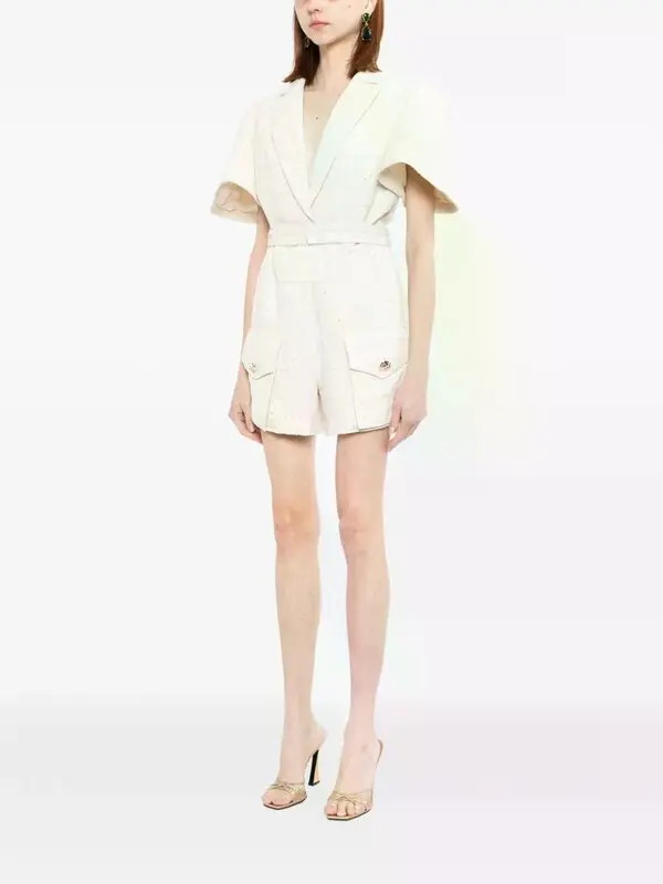 SAIID KOBEISY Tweed Short Jumpsuit - Neutrals