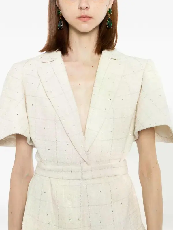 SAIID KOBEISY Tweed Short Jumpsuit - Neutrals