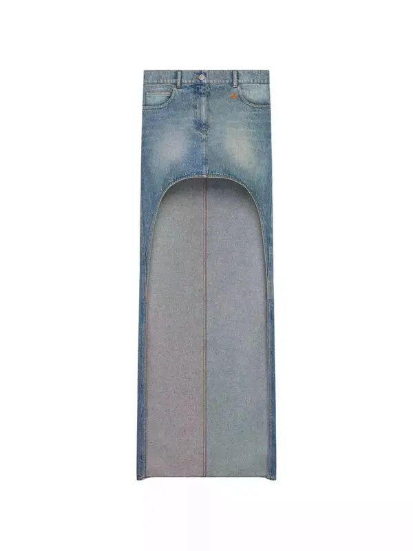 COURREGES Cut-out Button-fastening Long Skirt - Blue