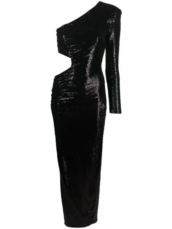 NISSA Metallic Finish One-shoulder Dress