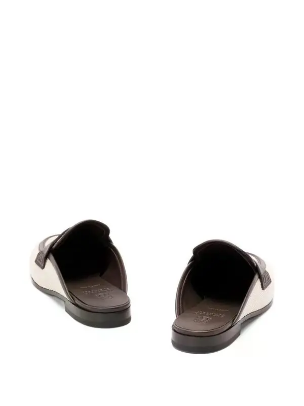 Brunello Cucinelli Techno-raffia Leather Mules - Neutrals