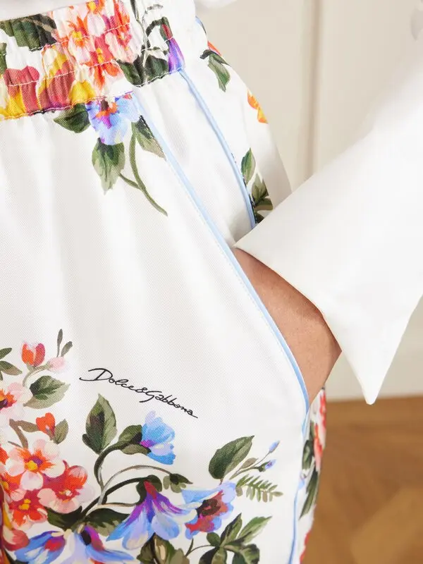 Dolce & Gabbana Floral-print Silk-twill Shorts