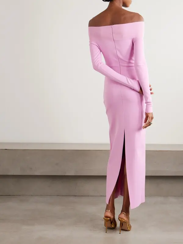 Stella McCartney Off-the-shoulder Knitted Midi Dress - Pink