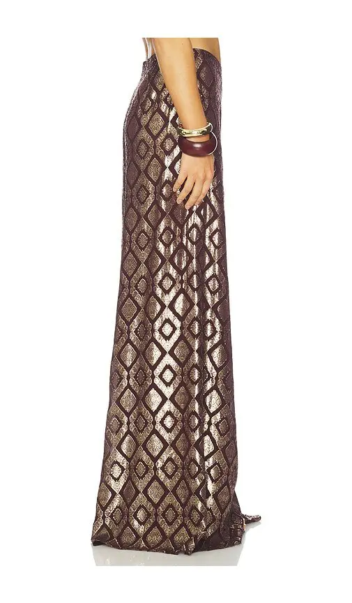 Alexis Maxine Pant Metallic Geometric Design - Brown