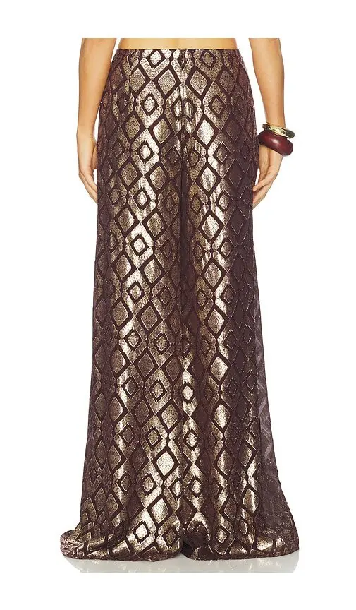 Alexis Maxine Pant Metallic Geometric Design - Brown
