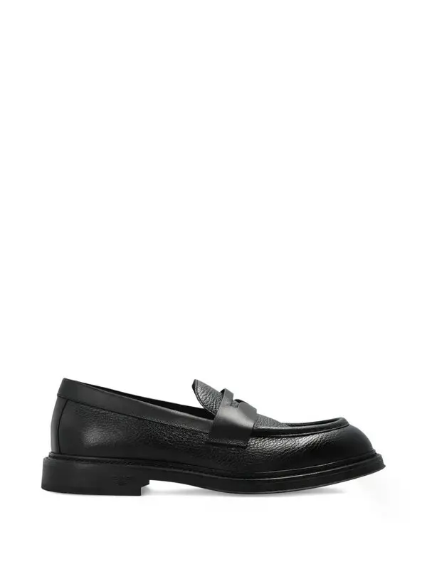 Emporio Armani Leather Loafers - Black