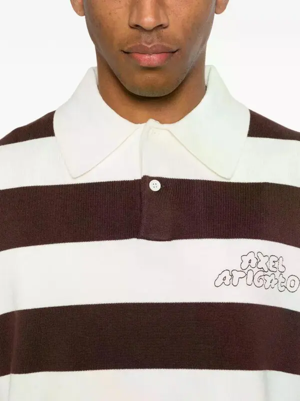 Axel Arigato Rey Striped Logo Polo Shirt - Brown