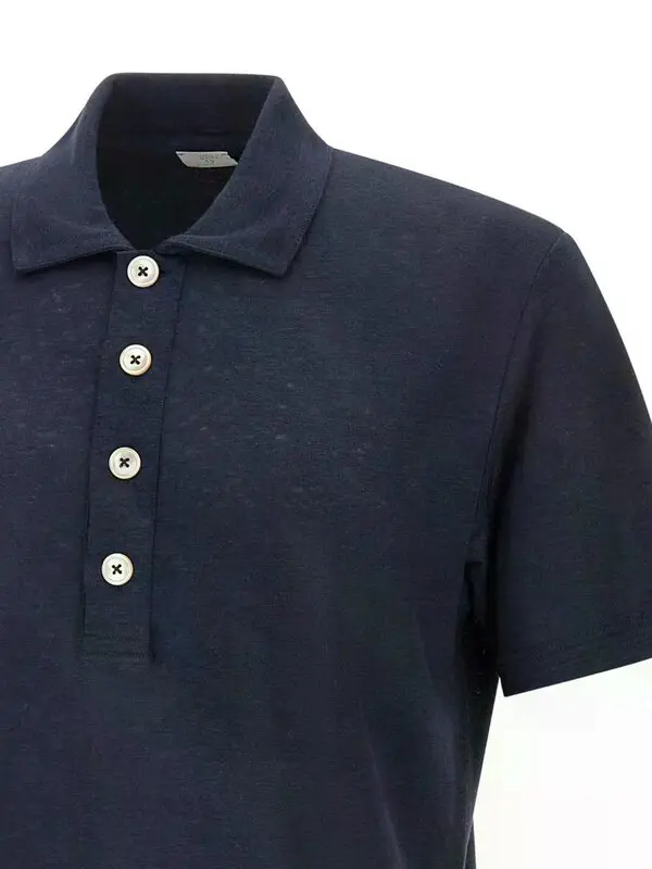Eleventy Buttoned Short-sleeve Polo Shirt - Blue