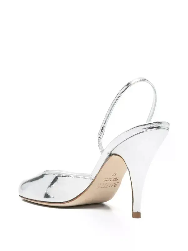 3JUIN Slingback Stiletto Heel Sandals - Silver